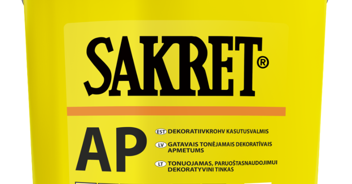 Sakret AP B 1.5mm 25kg Akrila dekoratīvais apmetums (biezpiens) gatavais