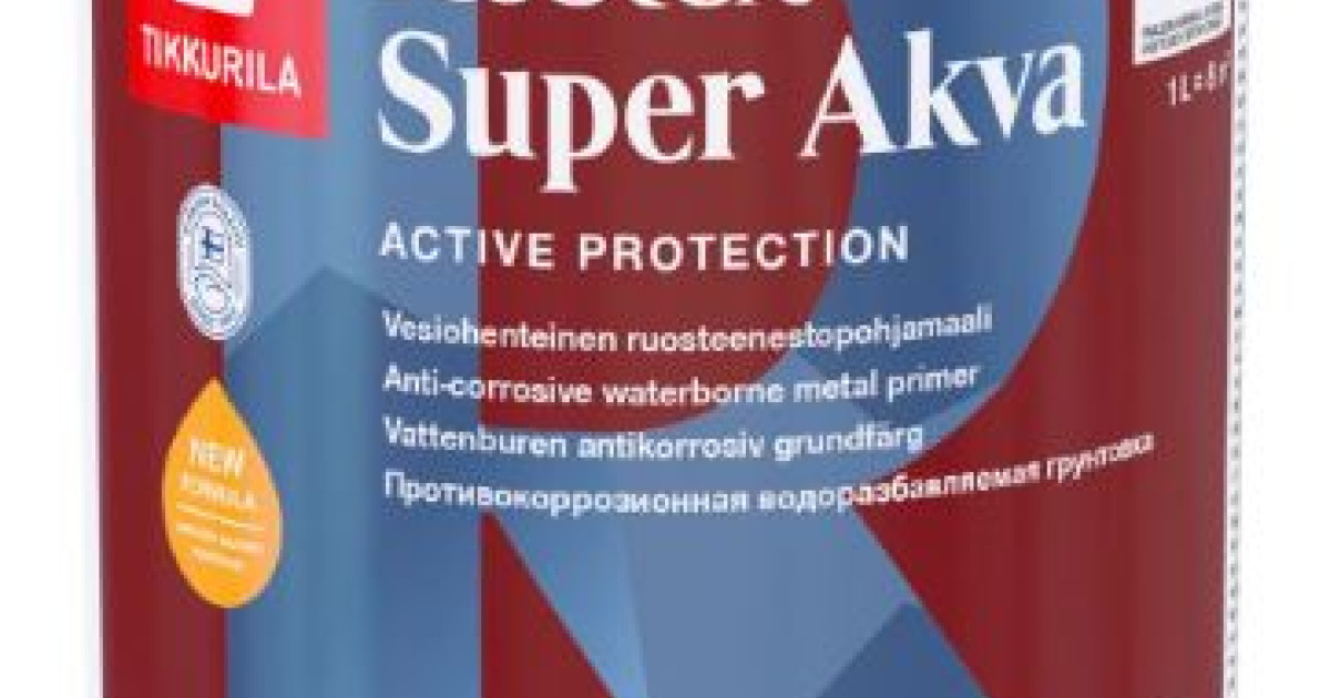 Tikkurila ROSTEX SUPER AKVA 1L Gaiši pelēka grunts metālam Ātri žūstoša ...
